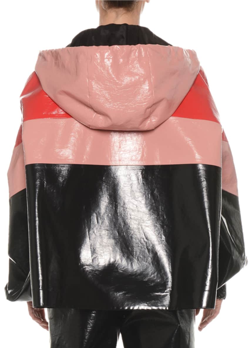 MSGM Faux-Leather Colorblock Zip-Front Jacket and Matching Items ...