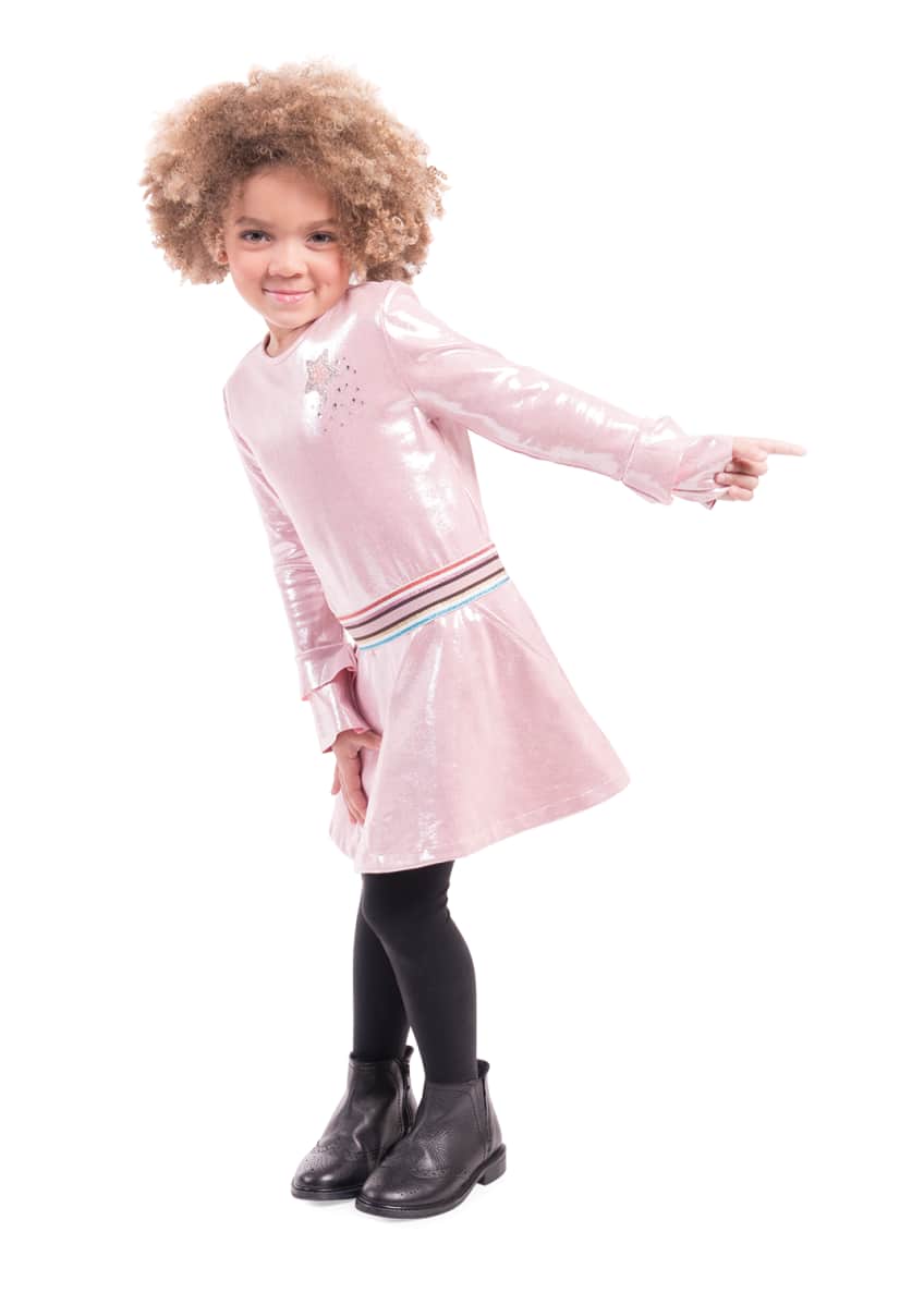 Imoga Long-Sleeve Metallic Faux Suede Dress, Size 4-6 and Matching ...