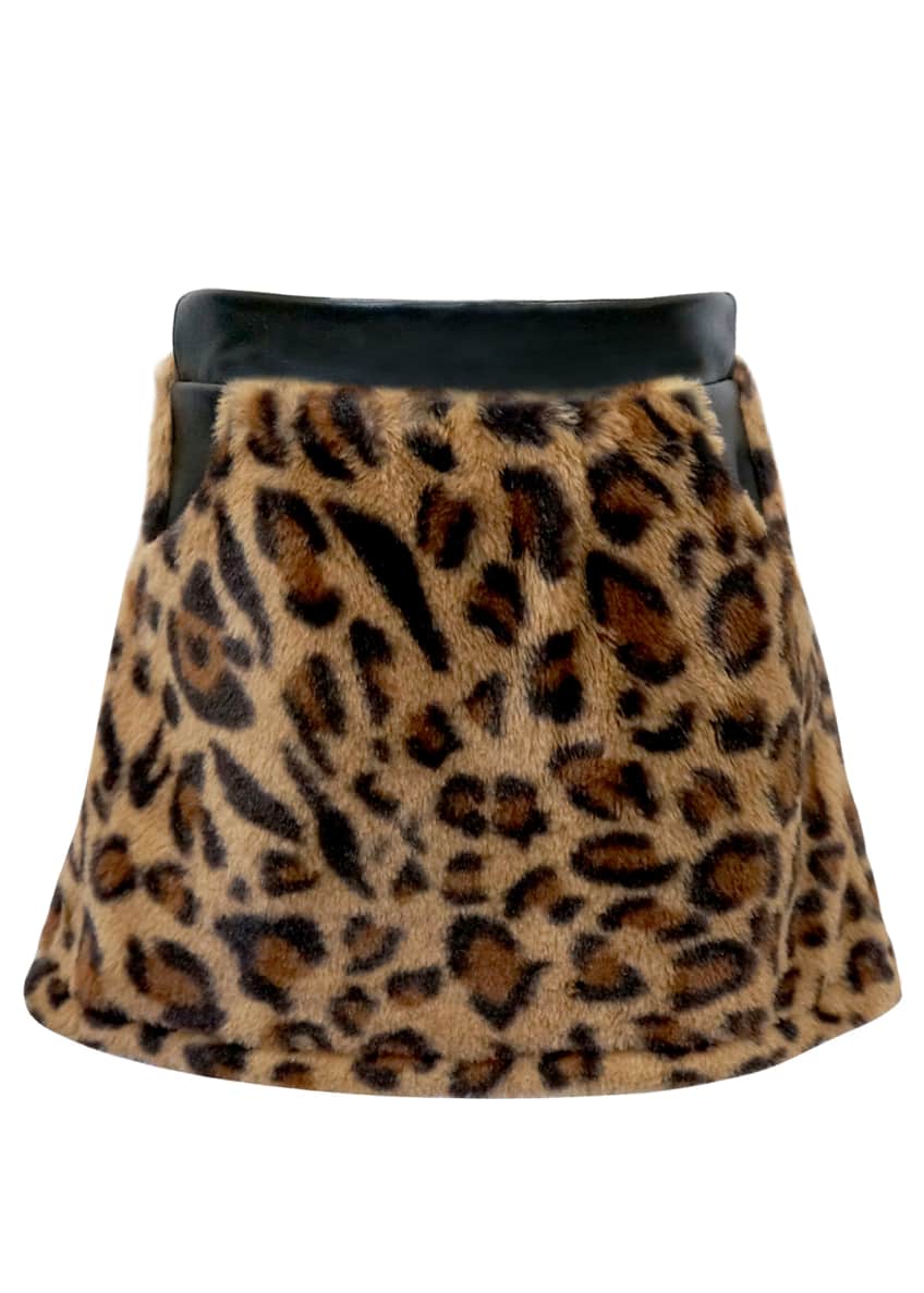 Hannah Banana Girl's Faux Fur Leopard-Print Skirt, Size 4-6X and ...