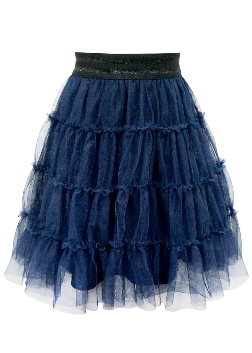 Hannah Banana Girl's Tiered Ruffle Tulle Skirt, Size 4-6X and Matching ...
