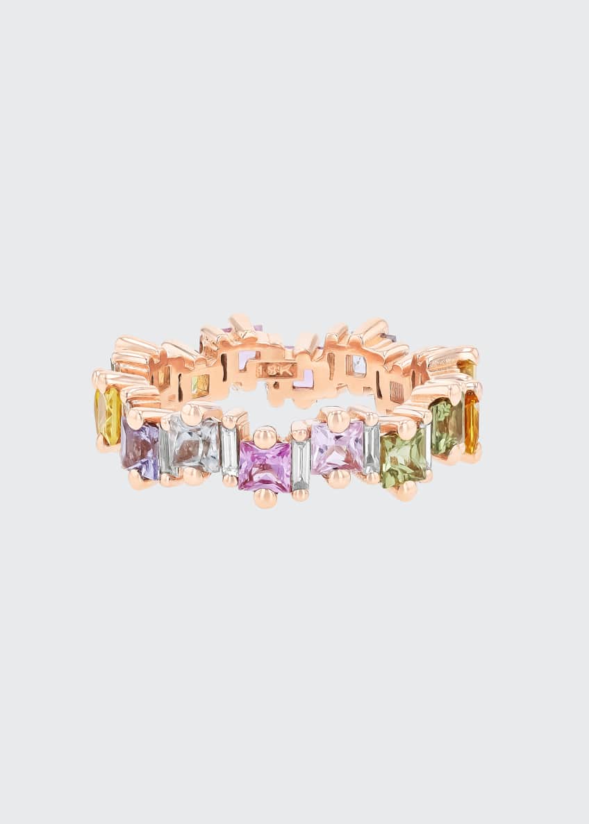 Suzanne Kalan 18K Rose Gold Pastel Eternity Band with Diamond Baguettes ...