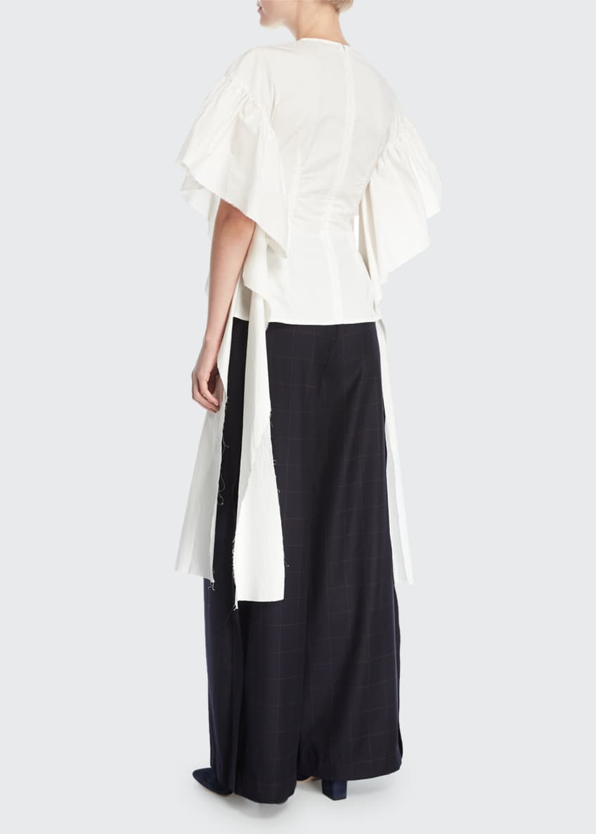 REJINA PYO Kara Flounce-Sleeve Fitted Poplin Blouse and Matching Items ...