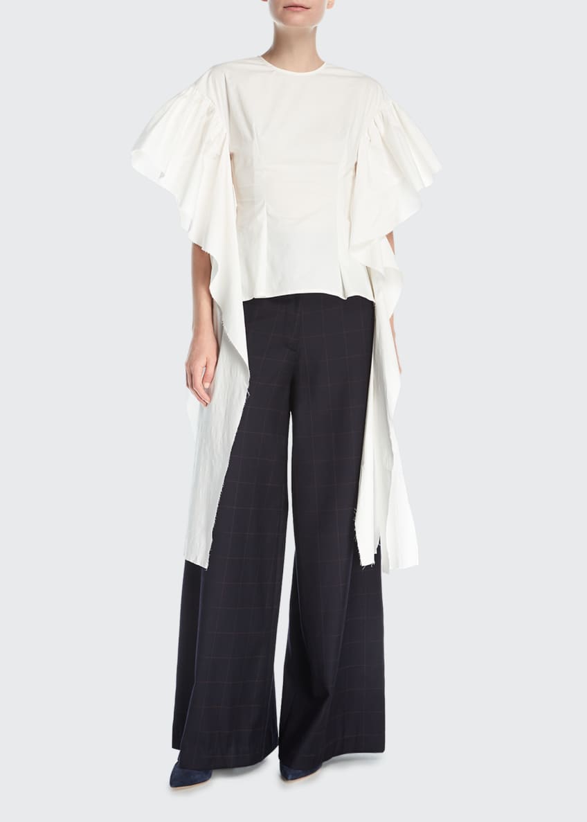REJINA PYO Kara Flounce-Sleeve Fitted Poplin Blouse and Matching Items ...