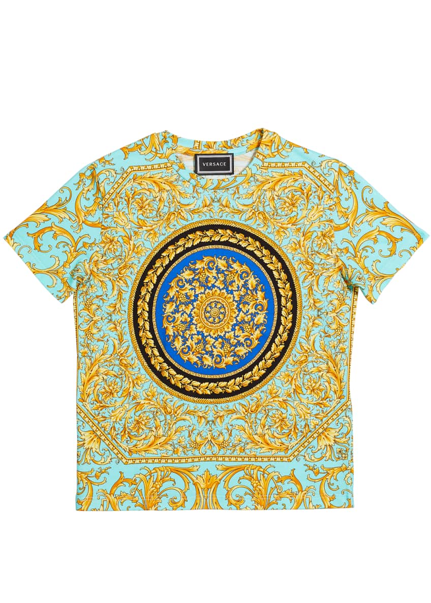 Versace Boy's Barocco Print Short-Sleeve Tee, Size 4-6 and Matching ...