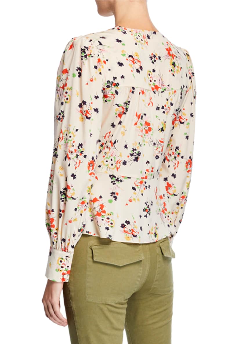 Veronica Beard Payton Floral Tie-Front Silk Blouse and Matching Items ...