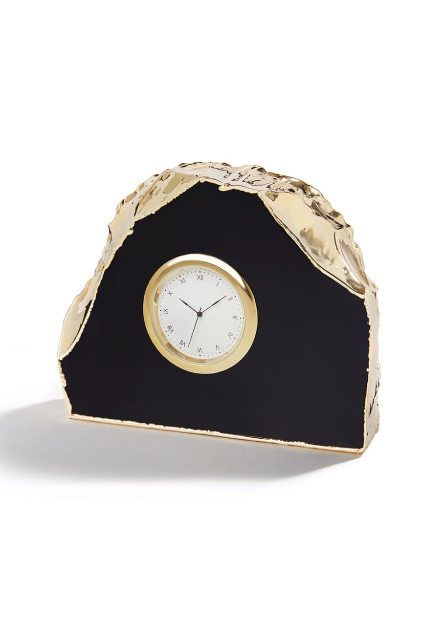 ANNA New York Ampliar Obsidian & 14K Gold Clock - Bergdorf Goodman