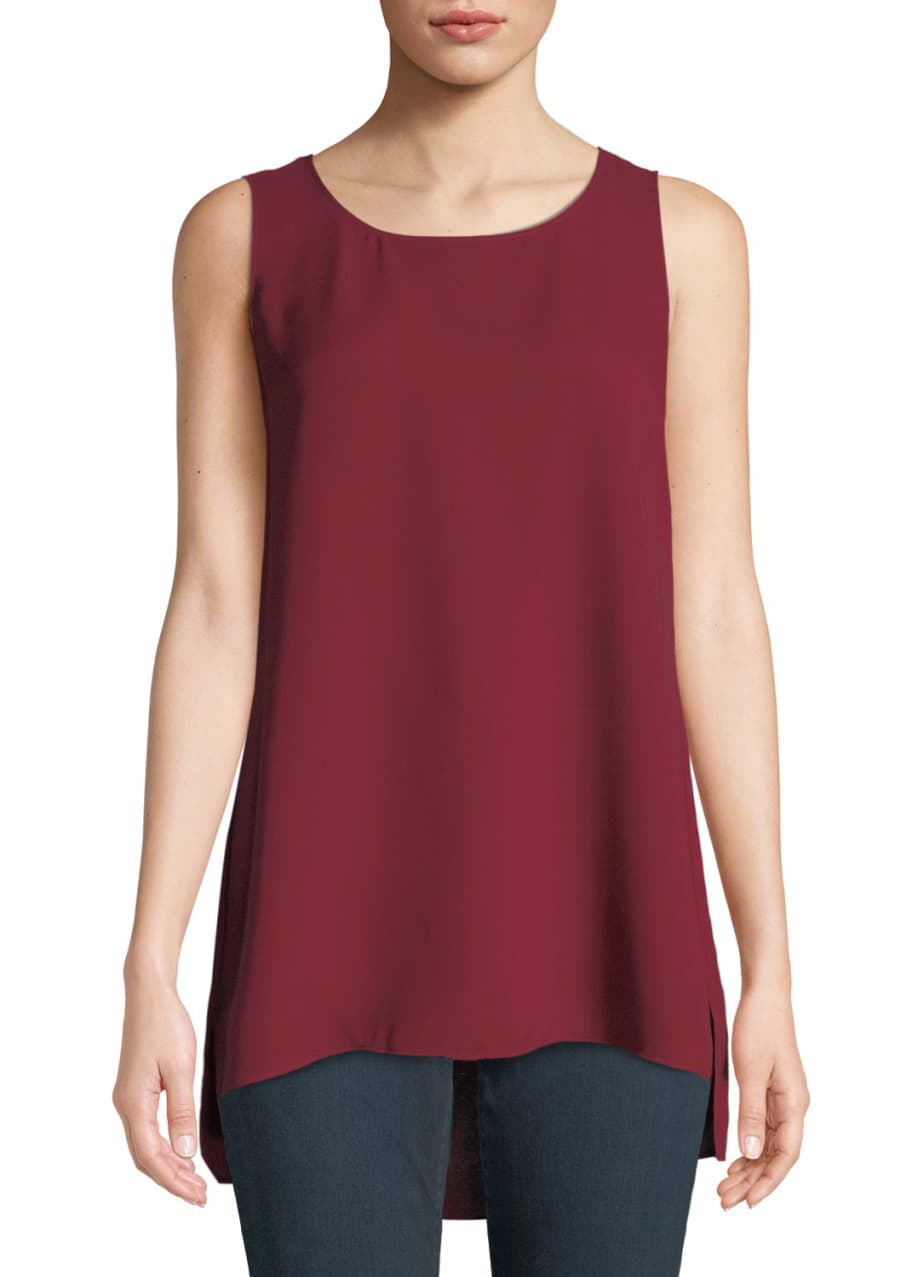 Lafayette 148 New York Ruthie Sleeveless High-Low Hem Silk Blouse ...