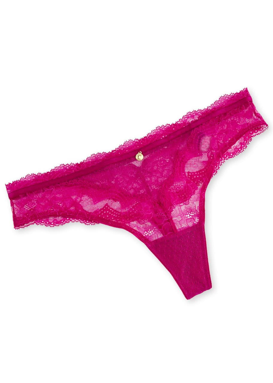 Chantelle Présage Lace Tanga Thong, Tyrian Pink - Bergdorf Goodman