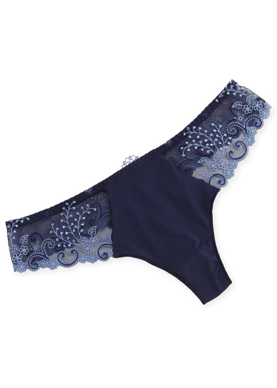 Simone Perele Delice Lace Mesh Thong - Bergdorf Goodman