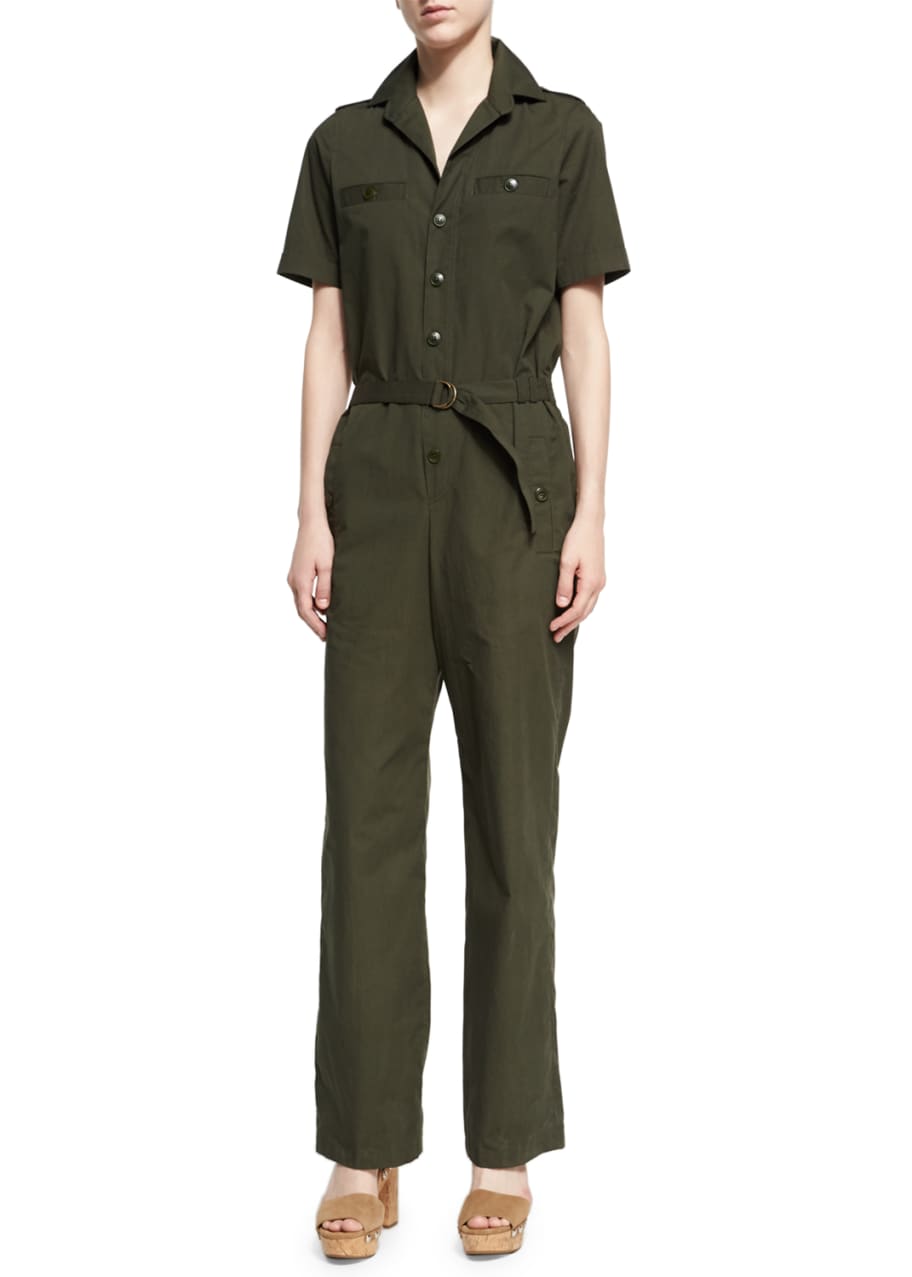 A.P.C. Gina Short-Sleeve Cargo Jumpsuit - Bergdorf Goodman