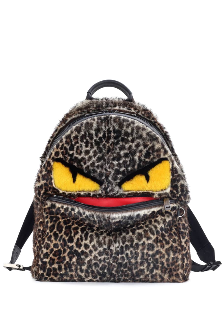 Fendi Jaguar-Print Fur Monster Backpack - Bergdorf Goodman