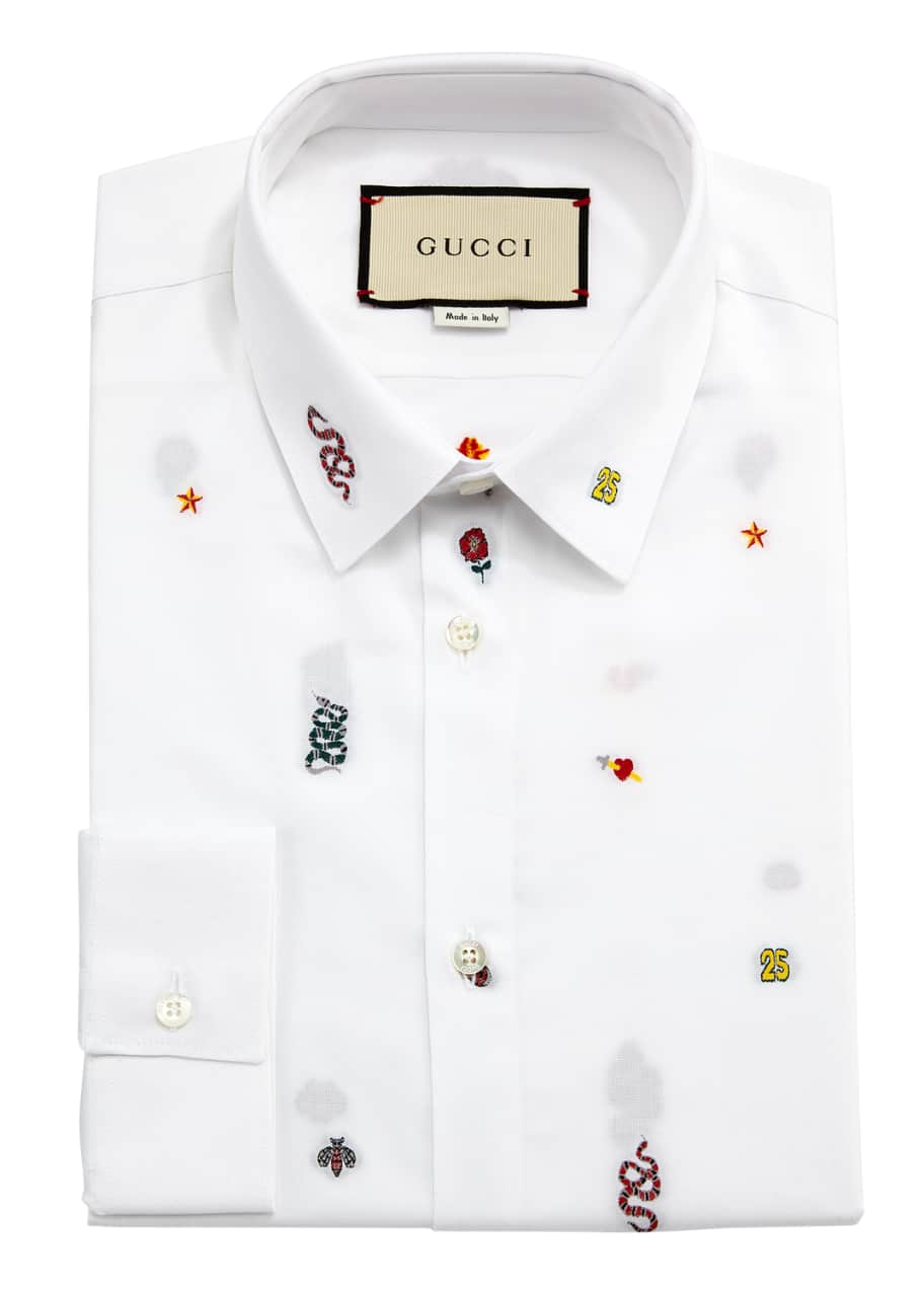 Gucci Duke Symbols Fil Coupé Oxford Shirt Bergdorf Goodman