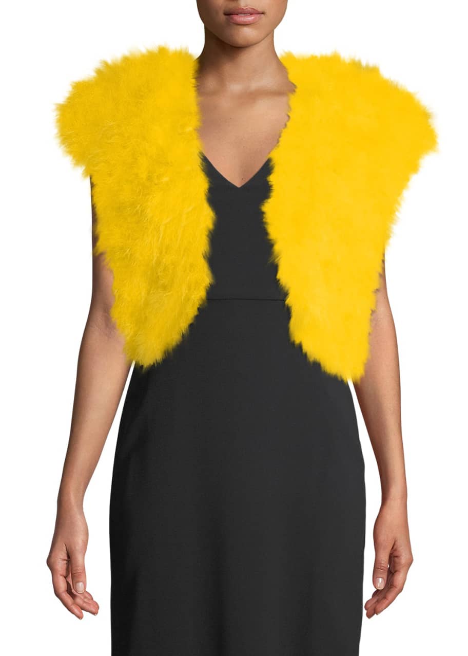 Alice + Olivia Marabou V-Neck Crop Feather Vest - Bergdorf Goodman
