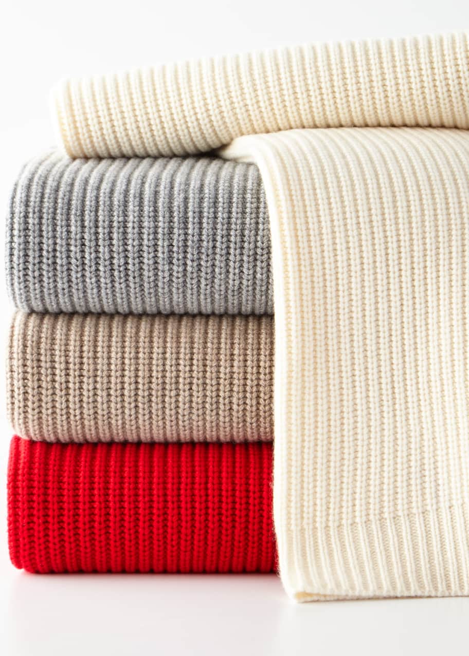 Sofia Cashmere Shaker Rib Knit Throw - Bergdorf Goodman
