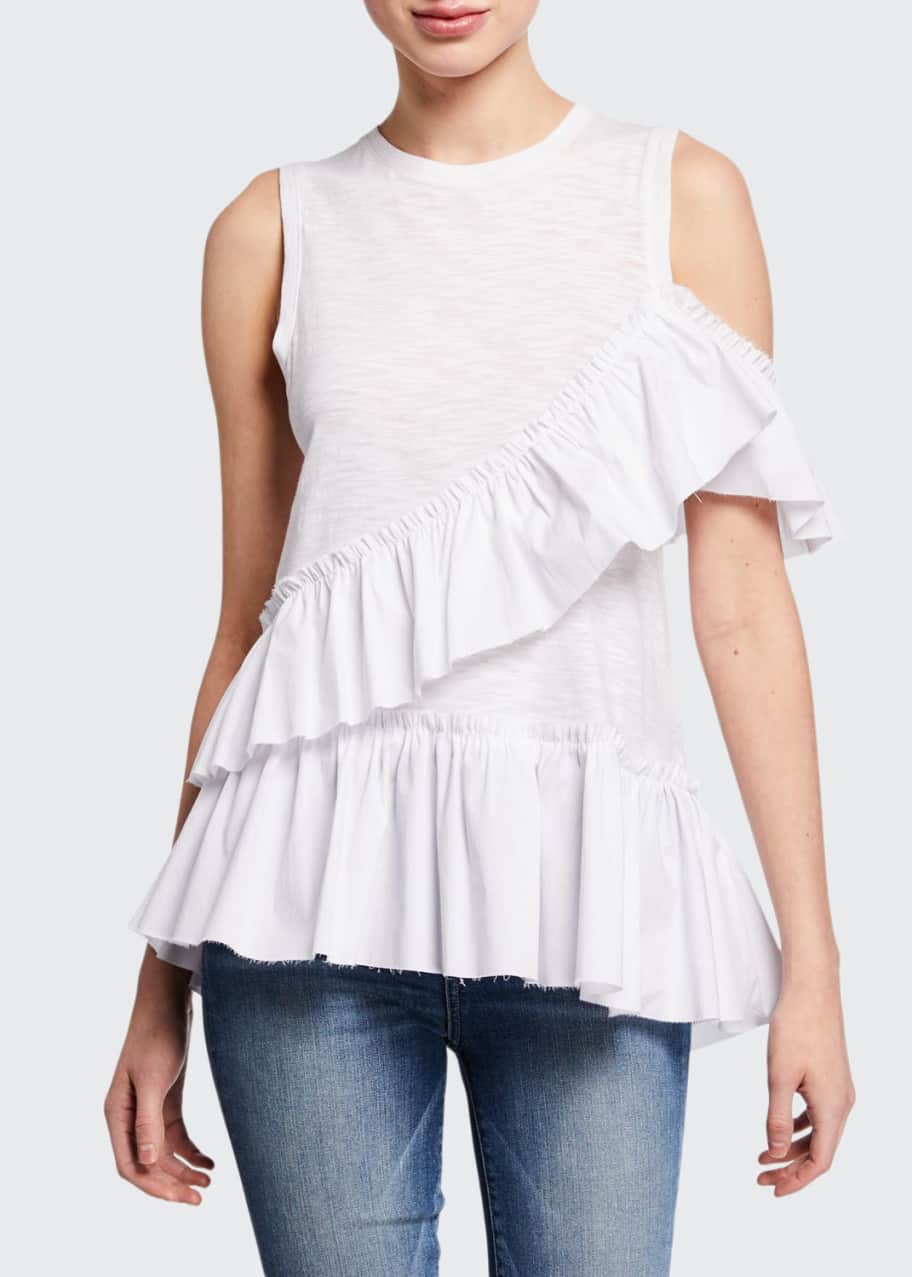 cinq a sept Candice Asymmetric Ruffled Top - Bergdorf Goodman