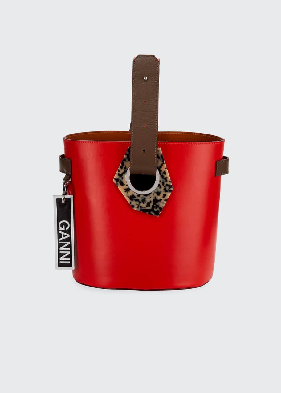 Ganni Leather Open Bucket Bag - Bergdorf Goodman