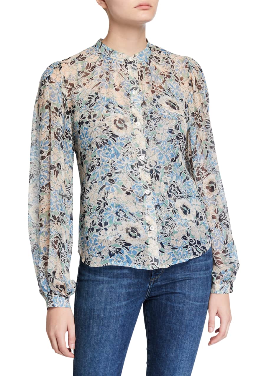 Veronica Beard Ashlynn Floral-Print Button-Down Blouse - Bergdorf Goodman