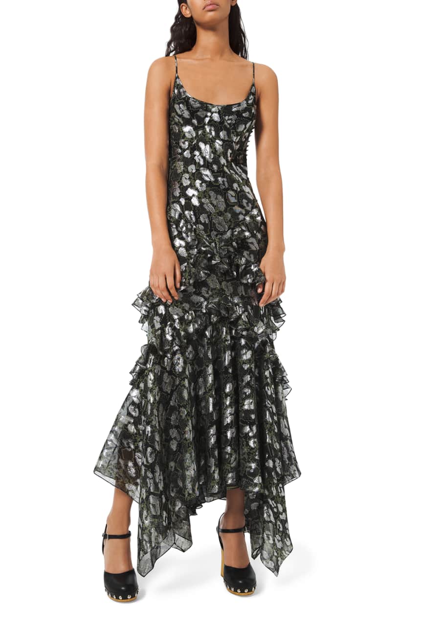 Michael Kors Collection Python-Print Metallic Chiffon Dress - Bergdorf ...