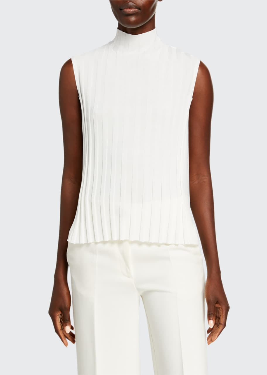 Vince Mixed Rib Sleeveless Turtleneck Top - Bergdorf Goodman