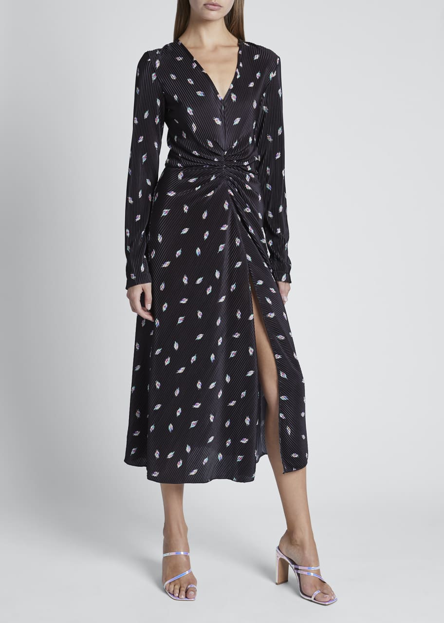 Rotate Birger Christensen Number 7 Pleated Long-Sleeve Cocktail Dress ...