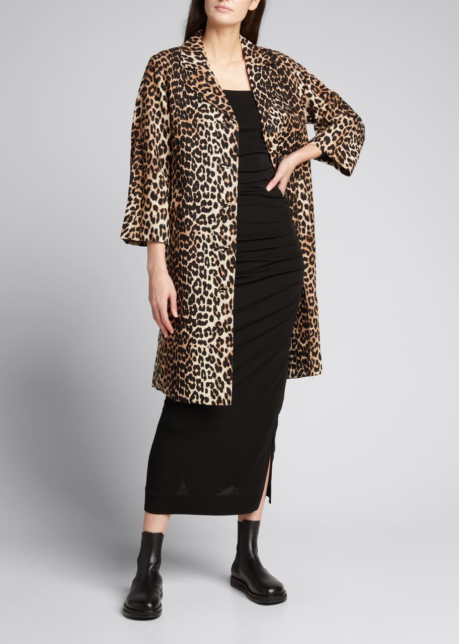 Ganni Leopard Print Classic Coat - Bergdorf Goodman