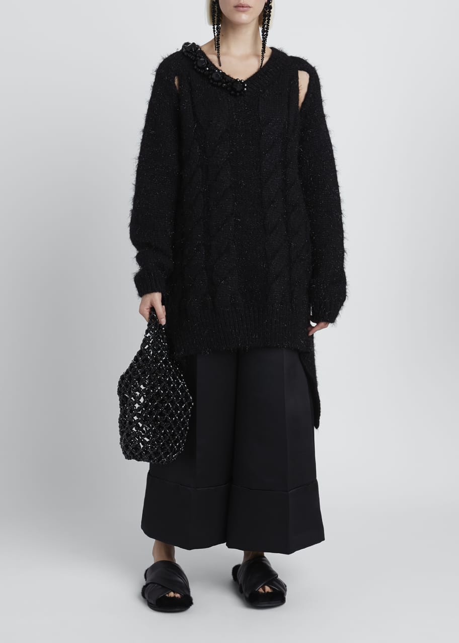 Simone Rocha Knit Bead-Embellished Sweater, Black - Bergdorf Goodman