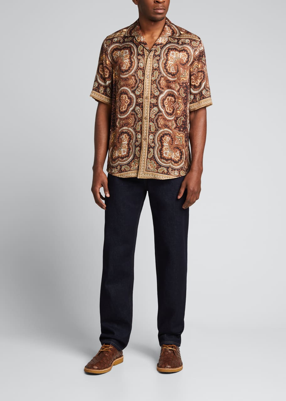 Nanushka Men's Brown Gold Cotton Bandana Print Camp Shirt - Bergdorf ...