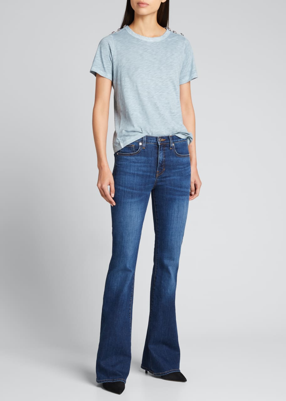 Veronica Beard Carla Crewneck Embellished Shoulder Tee - Bergdorf Goodman