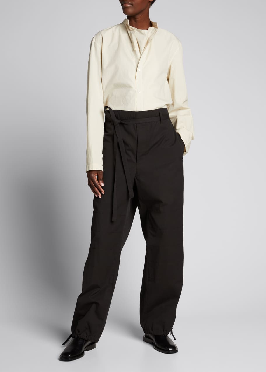 LEMAIRE Judo Drawstring Cotton Pants - Bergdorf Goodman