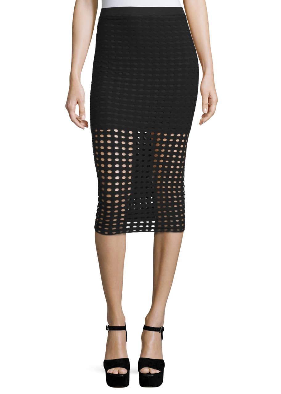 T by Alexander Wang Eyelet Jacquard Pencil Skirt, White - Bergdorf Goodman