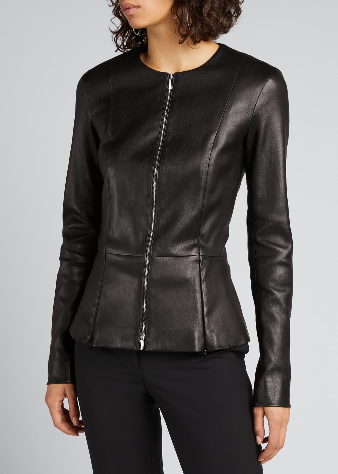 THE ROW Anasta Zip-Front Leather Jacket, Black - Bergdorf Goodman