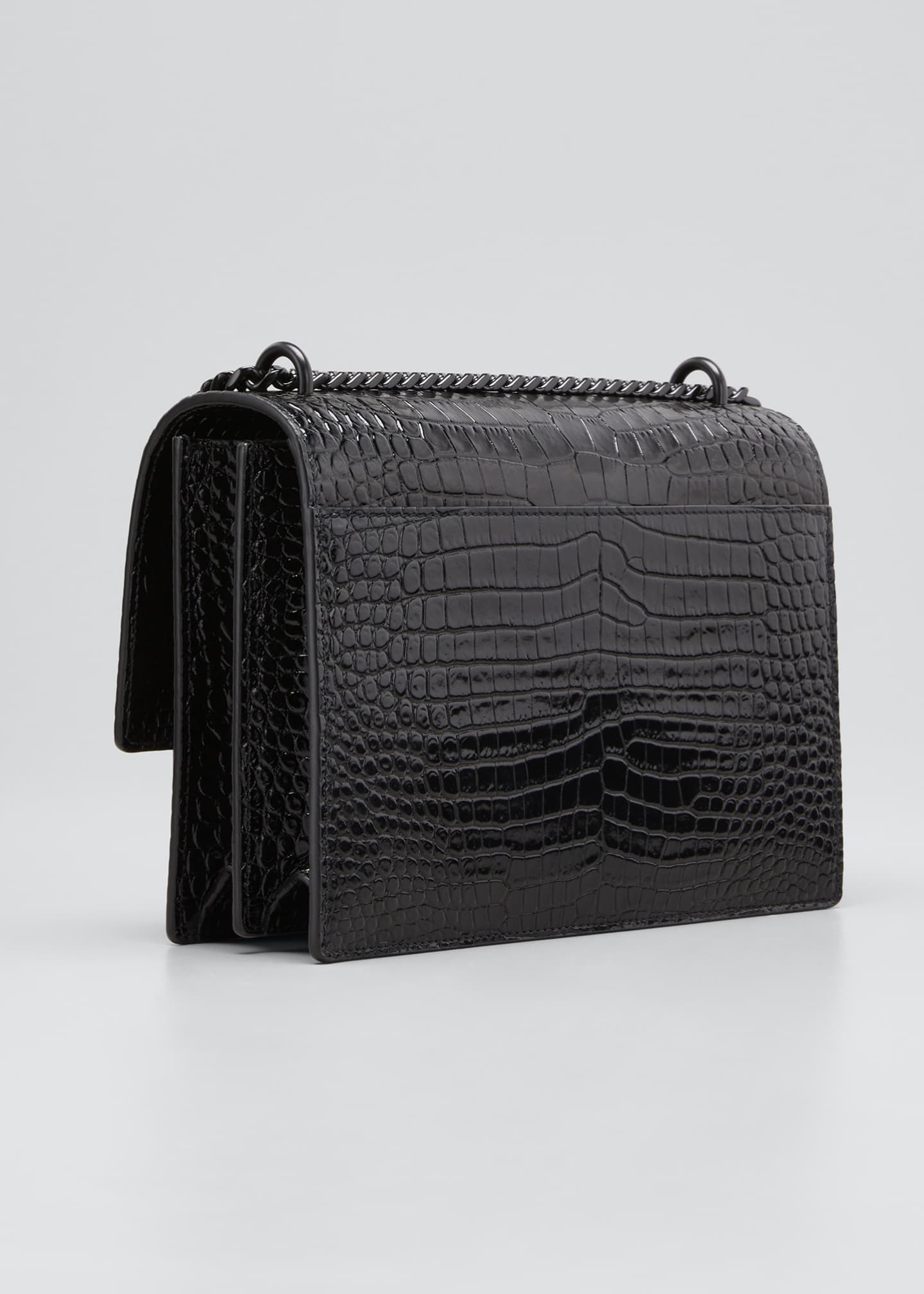 Saint Laurent Sunset Medium Monogram YSL Croc-Embossed Shoulder Bag ... Saint Laurent Sunset Medium Monogram YSL Croc-Embossed Shoulder Bag ...