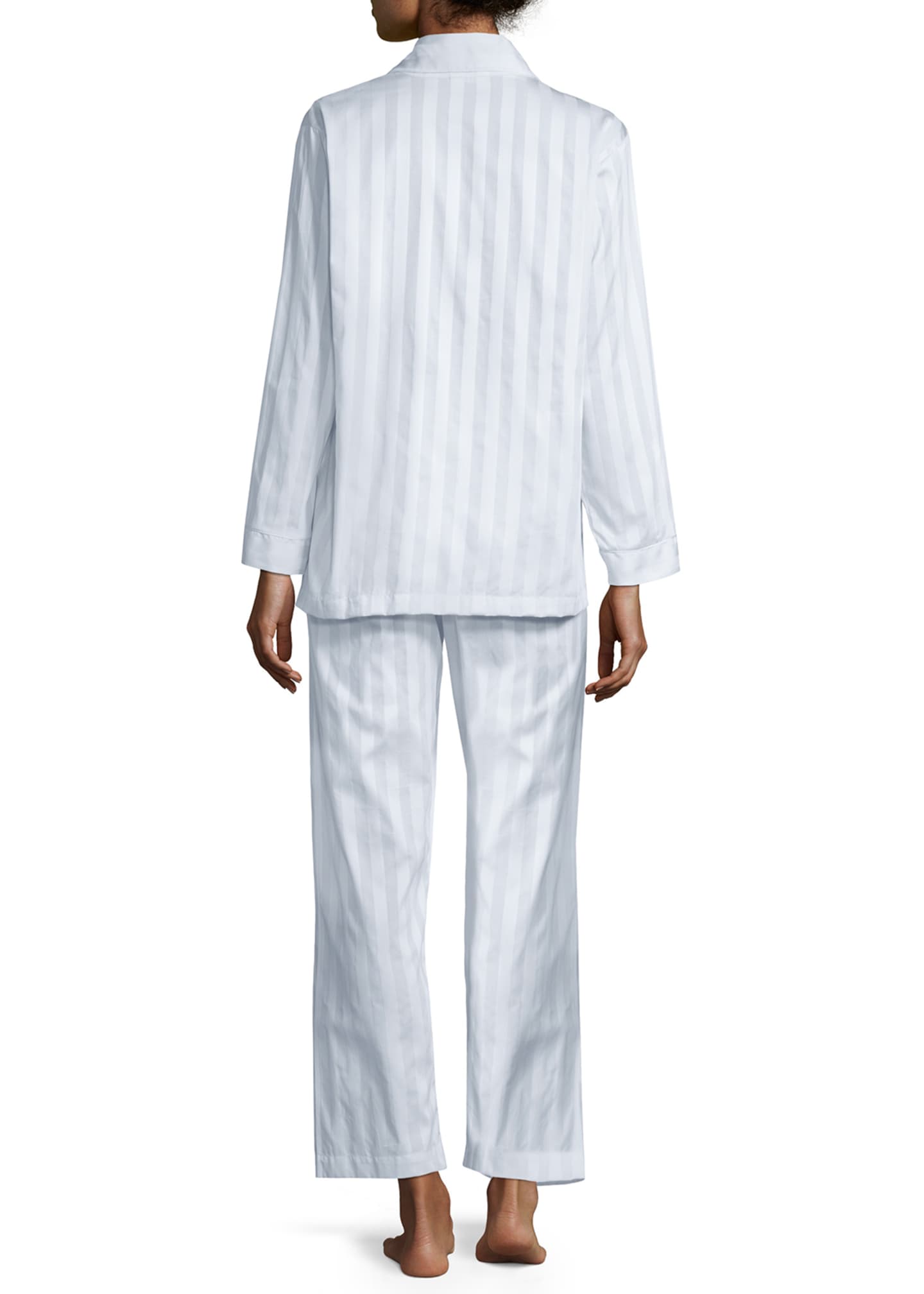 P Jamas Tina Shadow-Stripe Long-Sleeve Long Pajama Set - Bergdorf Goodman