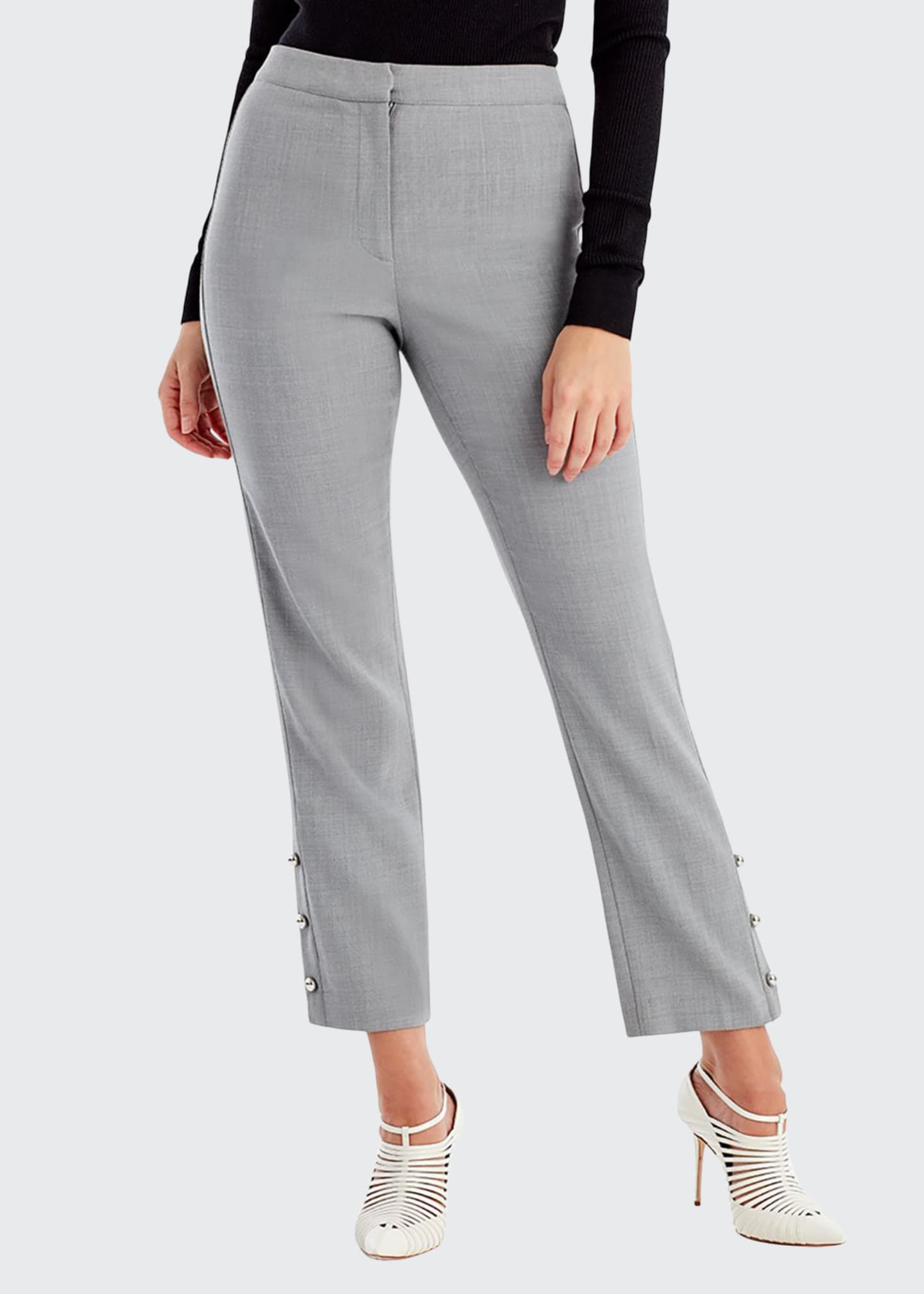 Jason Wu Straight-Leg Crop Pants with Button Trim - Bergdorf Goodman