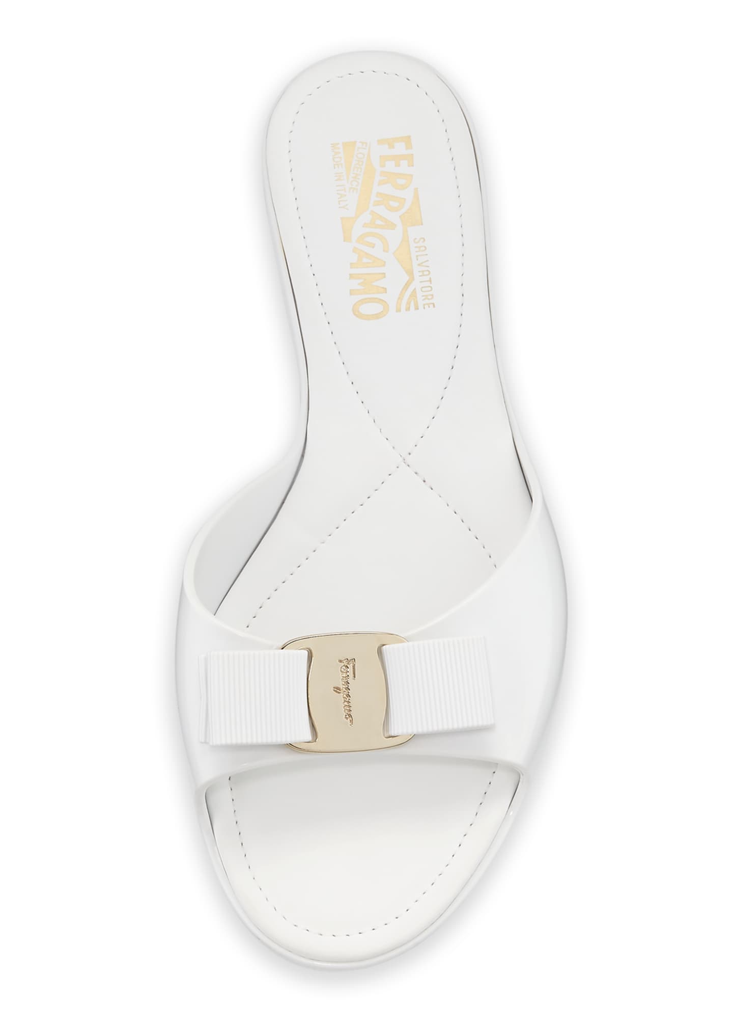 Salvatore Ferragamo Cirella Flat PVC Jelly Bow Slide Sandals, White - Bergdorf Goodman