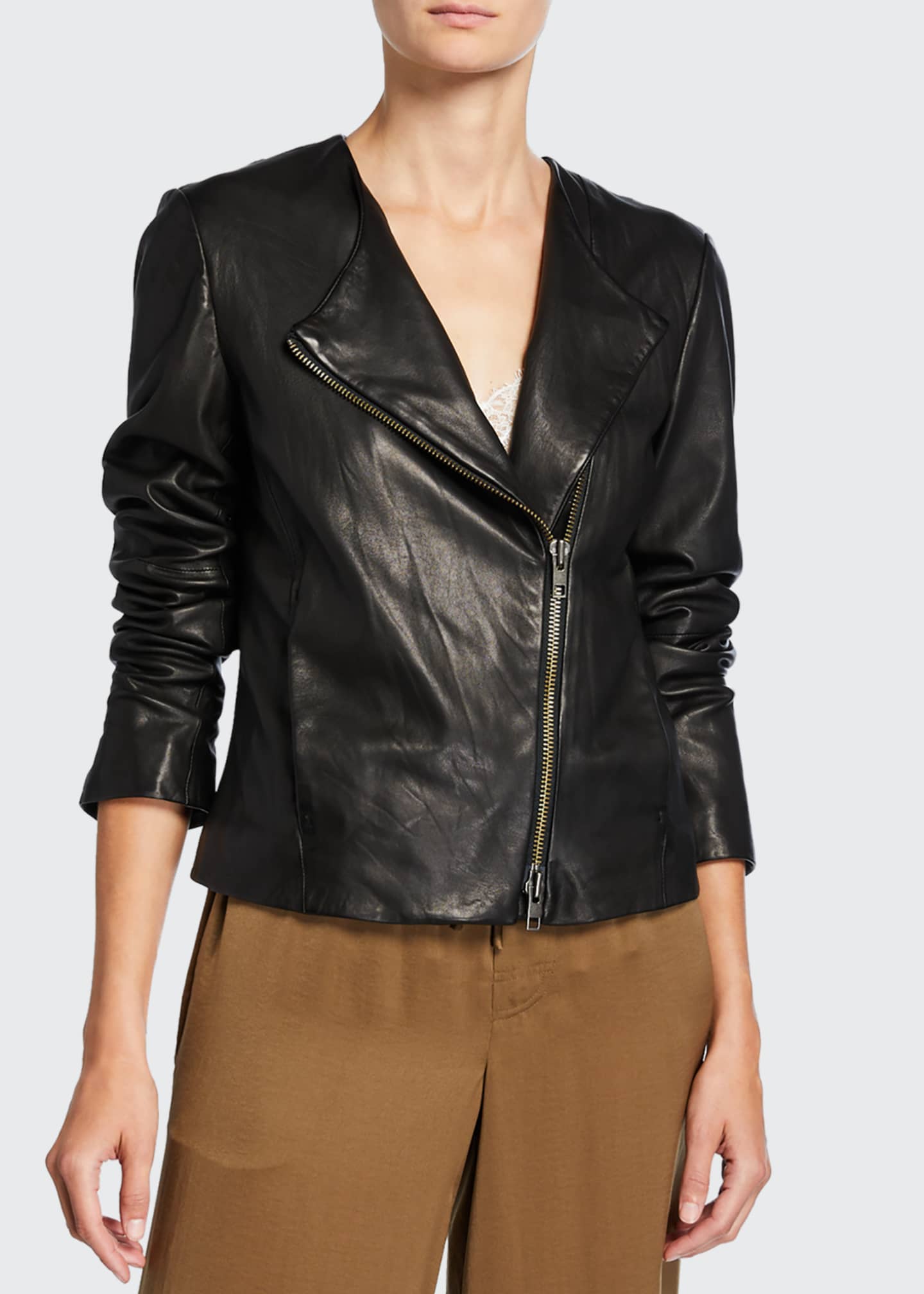 Vince Cross-Front Leather Moto Jacket - Bergdorf Goodman