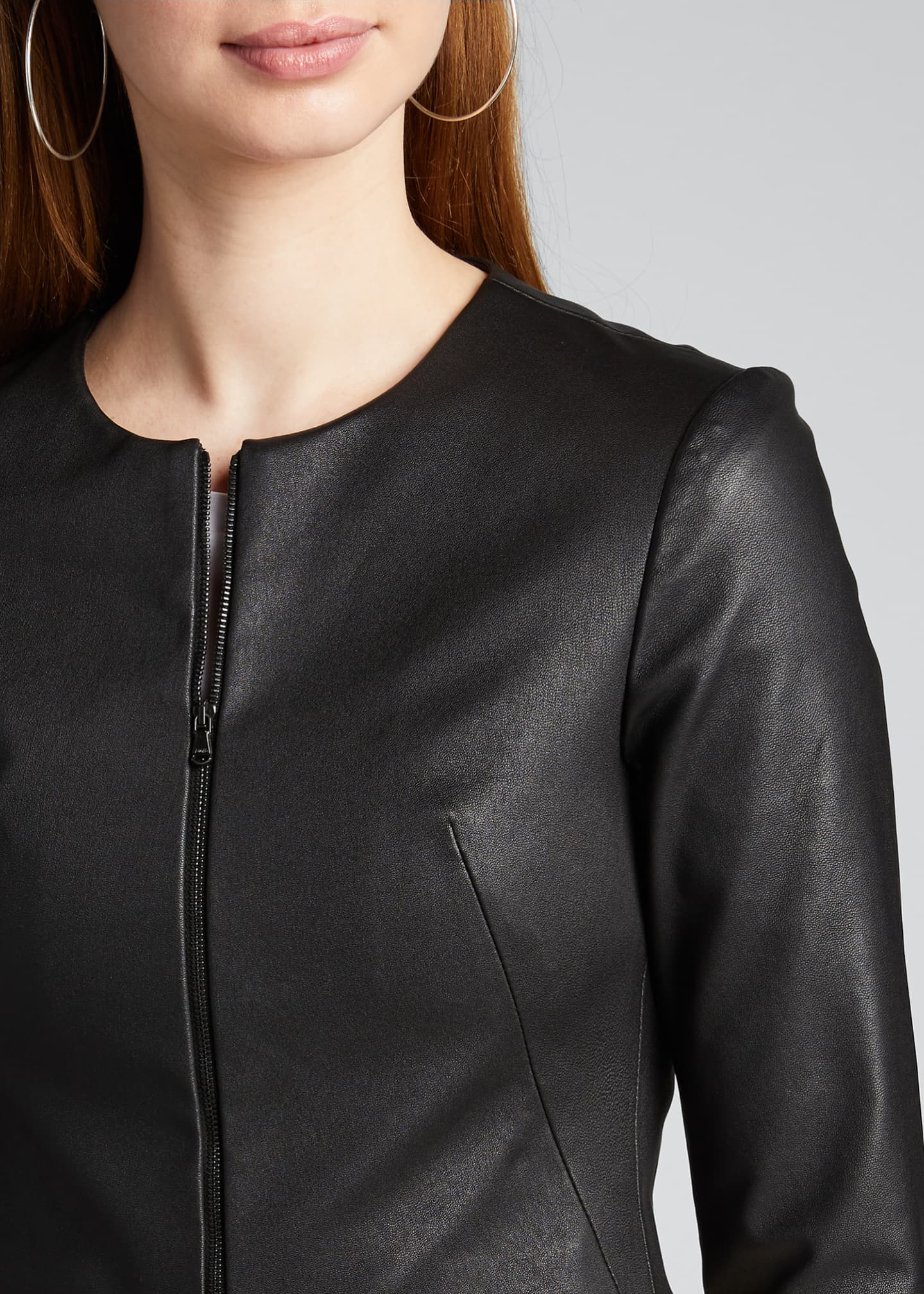 Susan Bender Stretch Leather Zip-Front Cardigan - Bergdorf Goodman