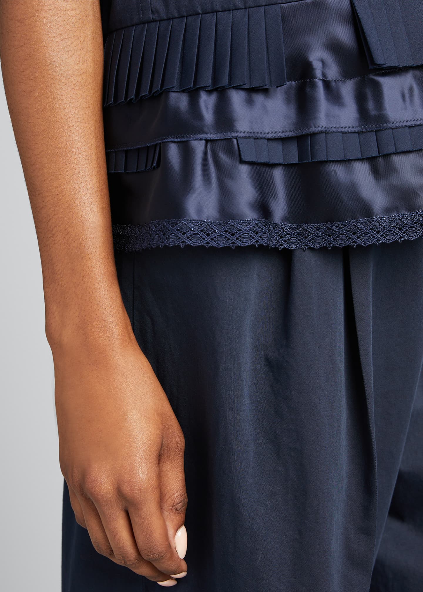 SACAI Short-Sleeve Button-Down Ruffled-Hem Shirt - Bergdorf Goodman