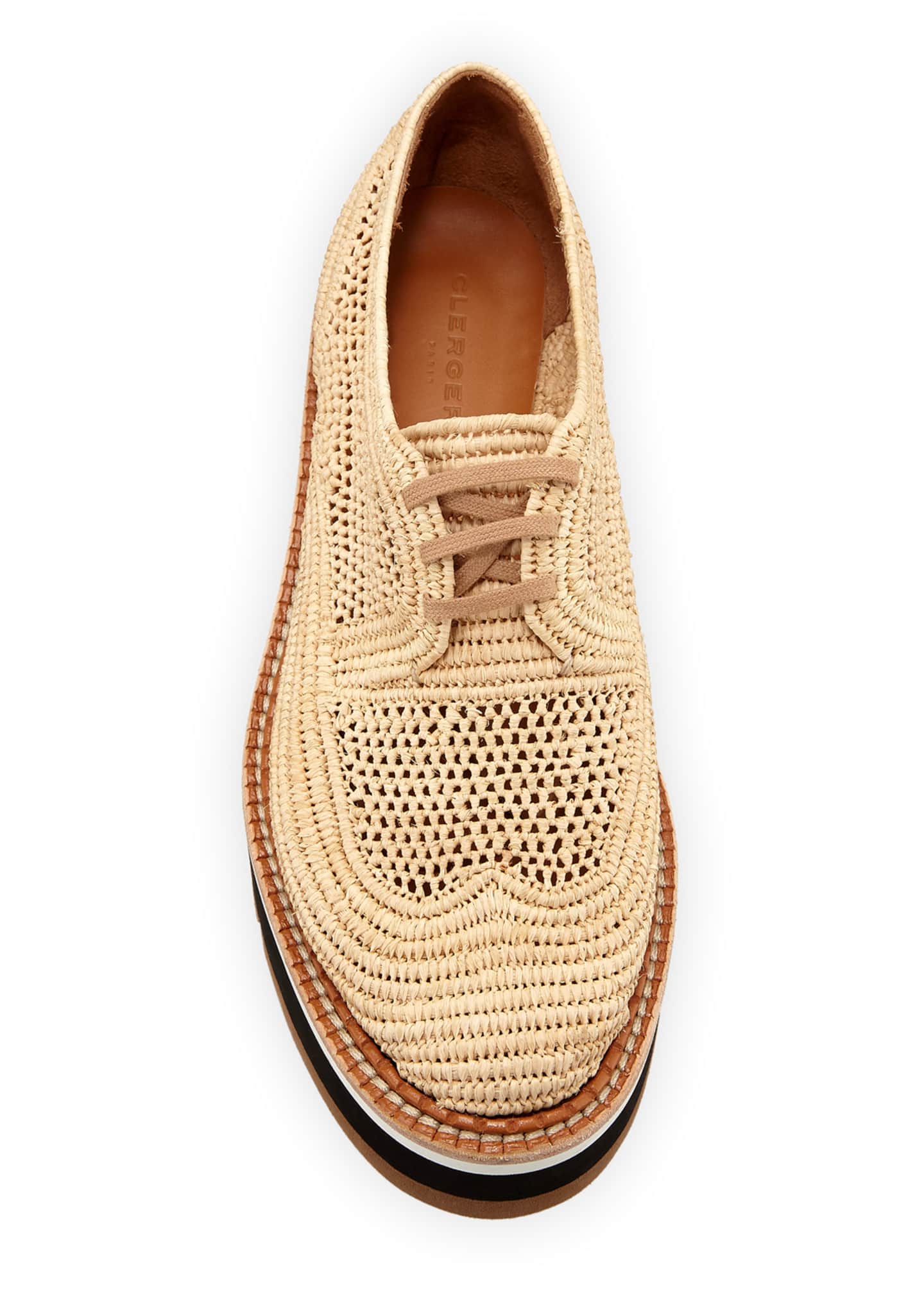 Clergerie Paris Acajou Raffia Platform Loafers - Bergdorf Goodman