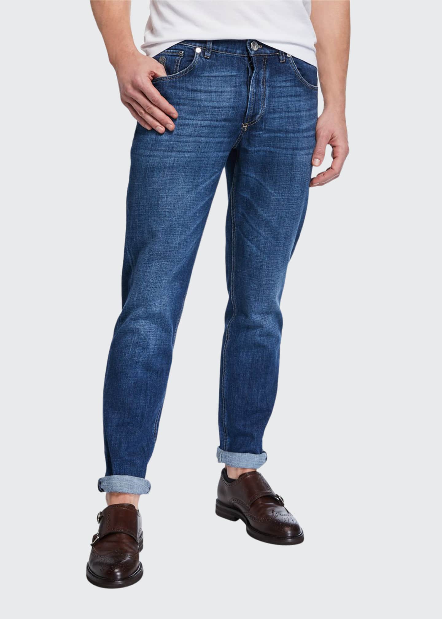 Brunello Cucinelli Men's Medium-Wash Basic-Fit Denim Jeans - Bergdorf ...