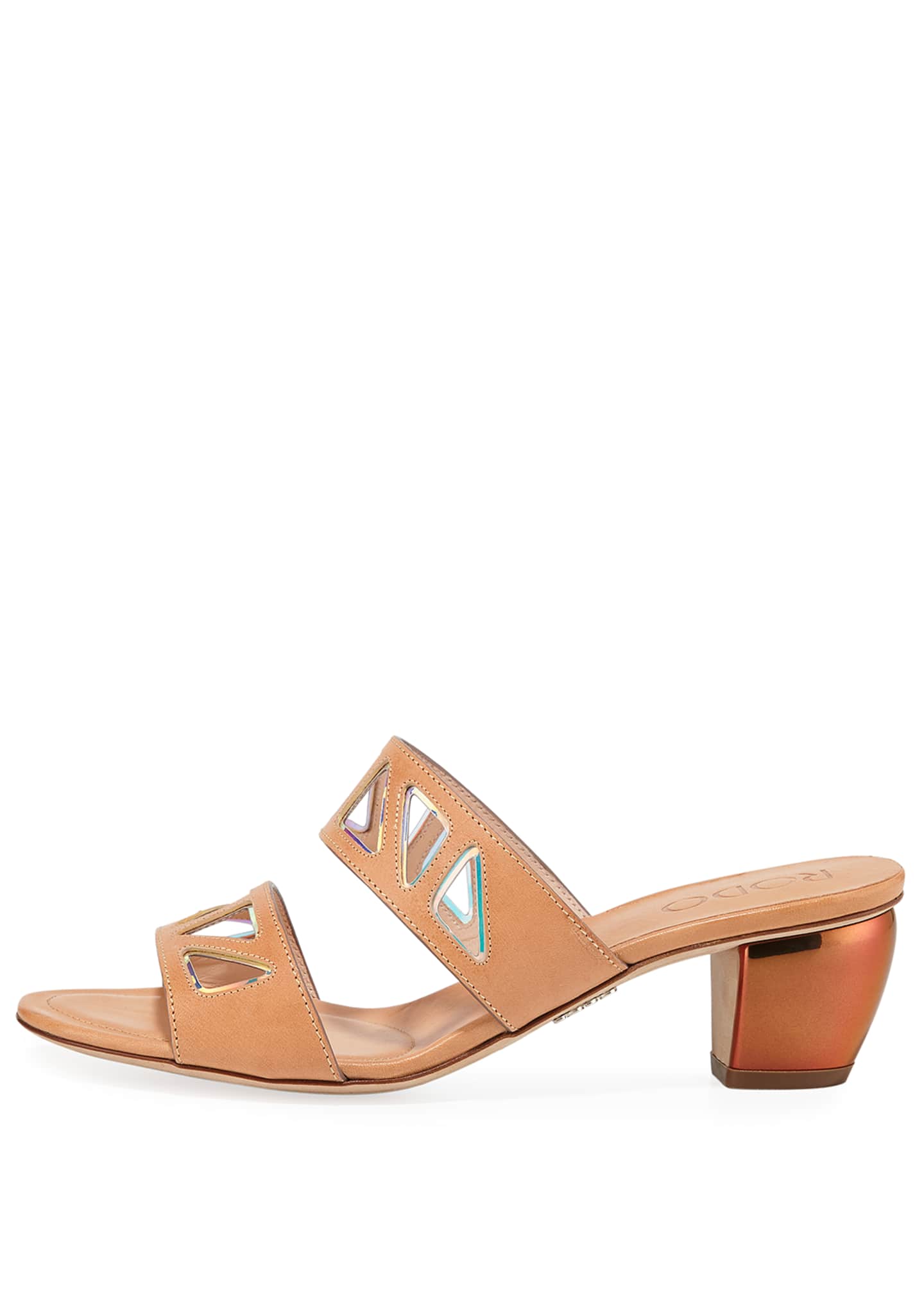 RODO Iridescent Cutout Slide Sandals - Bergdorf Goodman