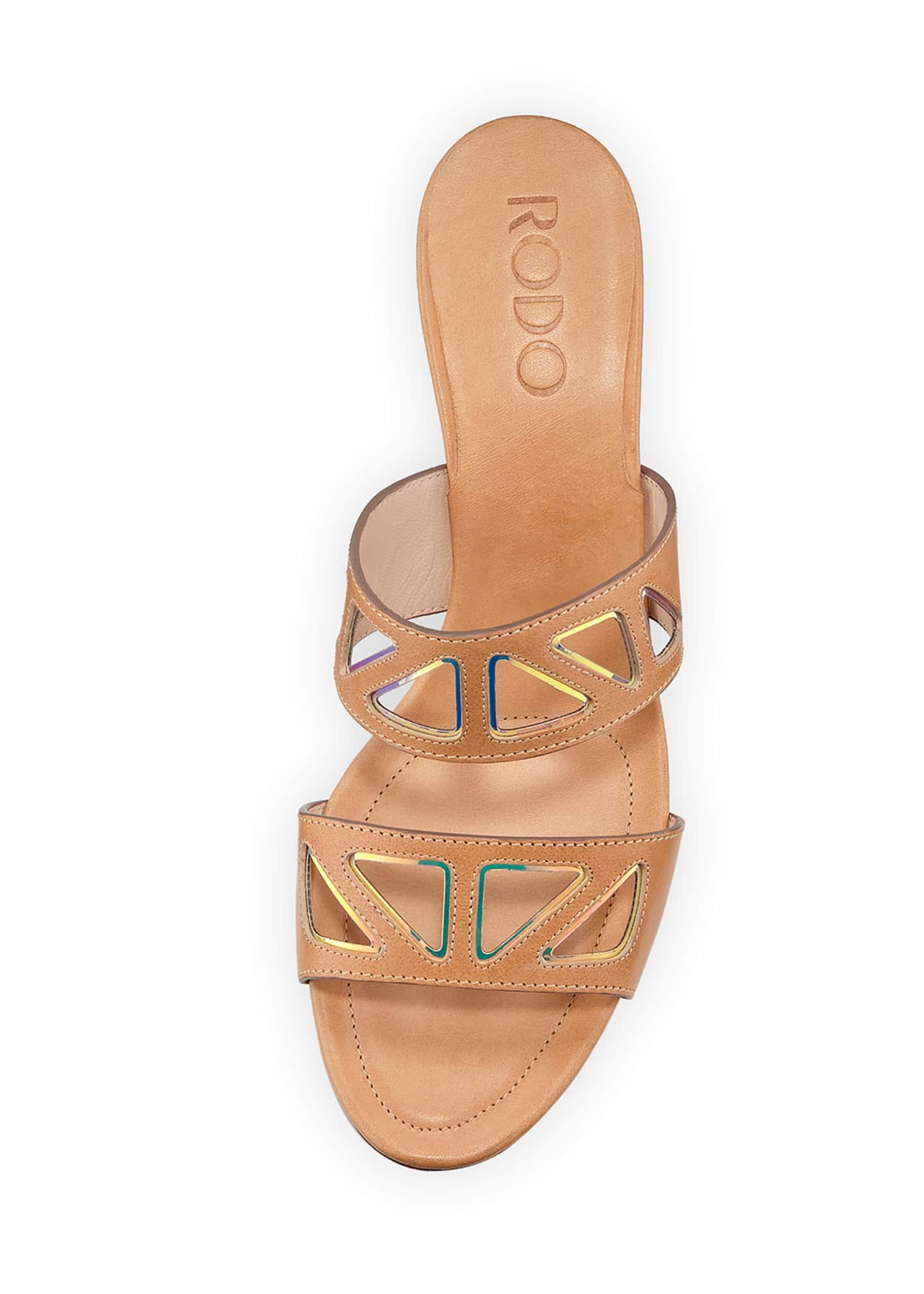 RODO Iridescent Cutout Slide Sandals - Bergdorf Goodman