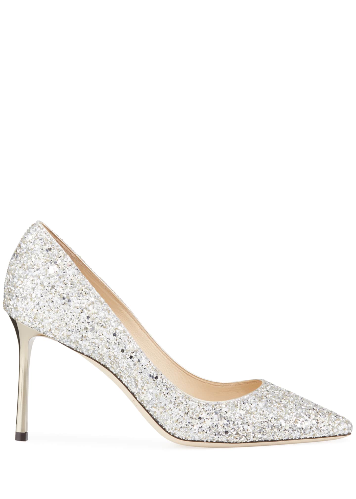 Jimmy Choo Romy Glittered Metallic-Heel Pumps - Bergdorf Goodman