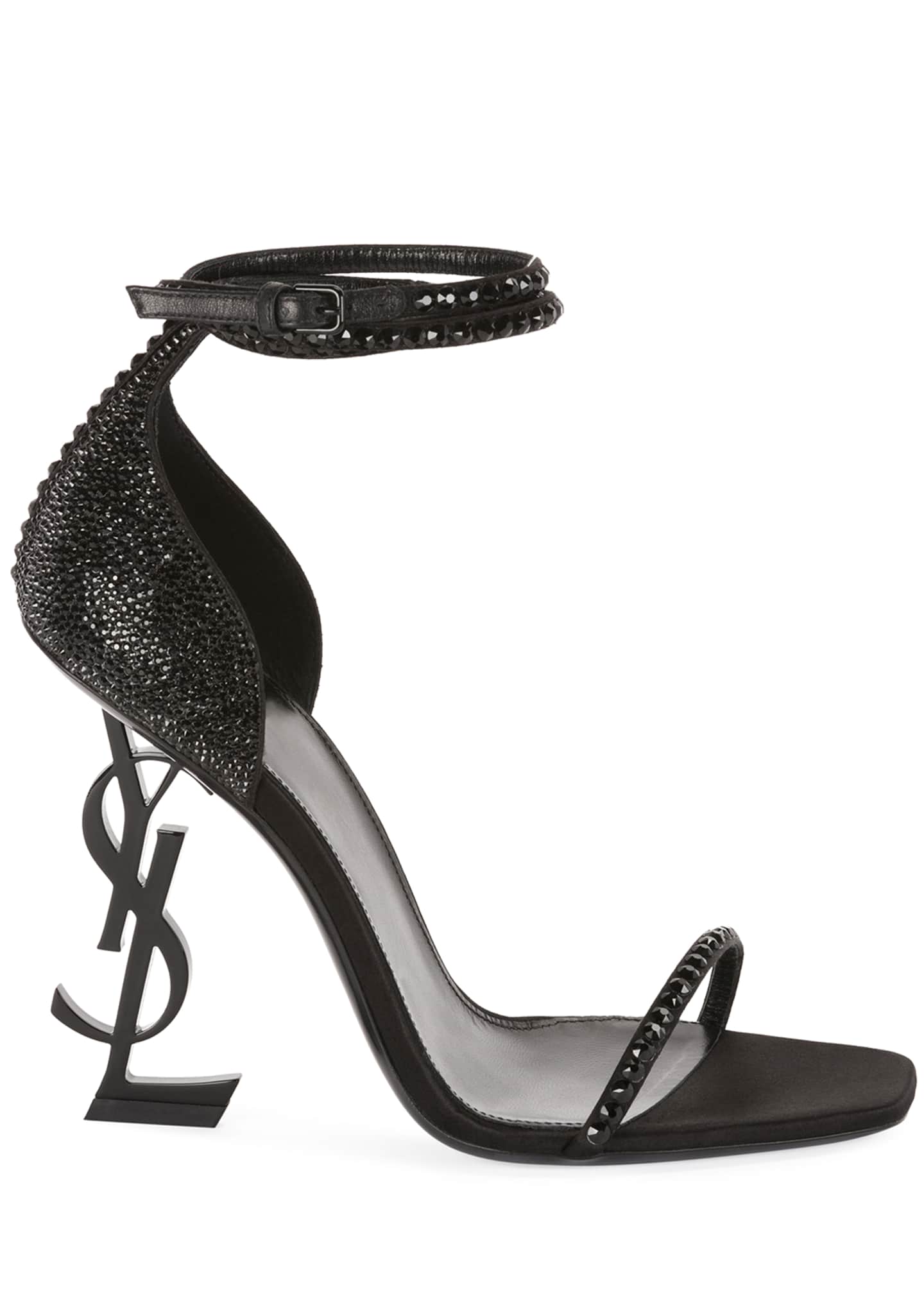 Saint Laurent Opyum YSL Logo-Heel Sandals with Black Hardware ...