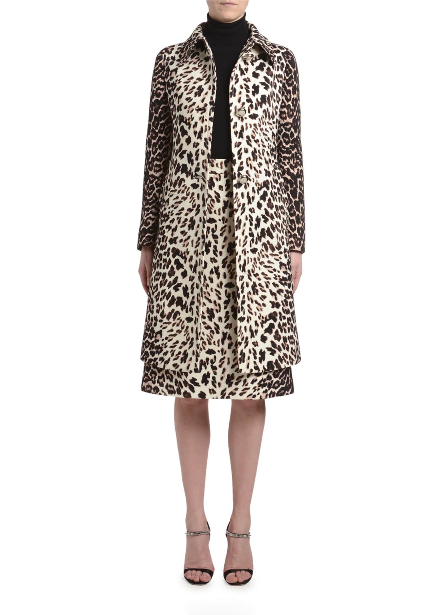 Prada Leopard Print Gabardine A-Line Coat - Bergdorf Goodman