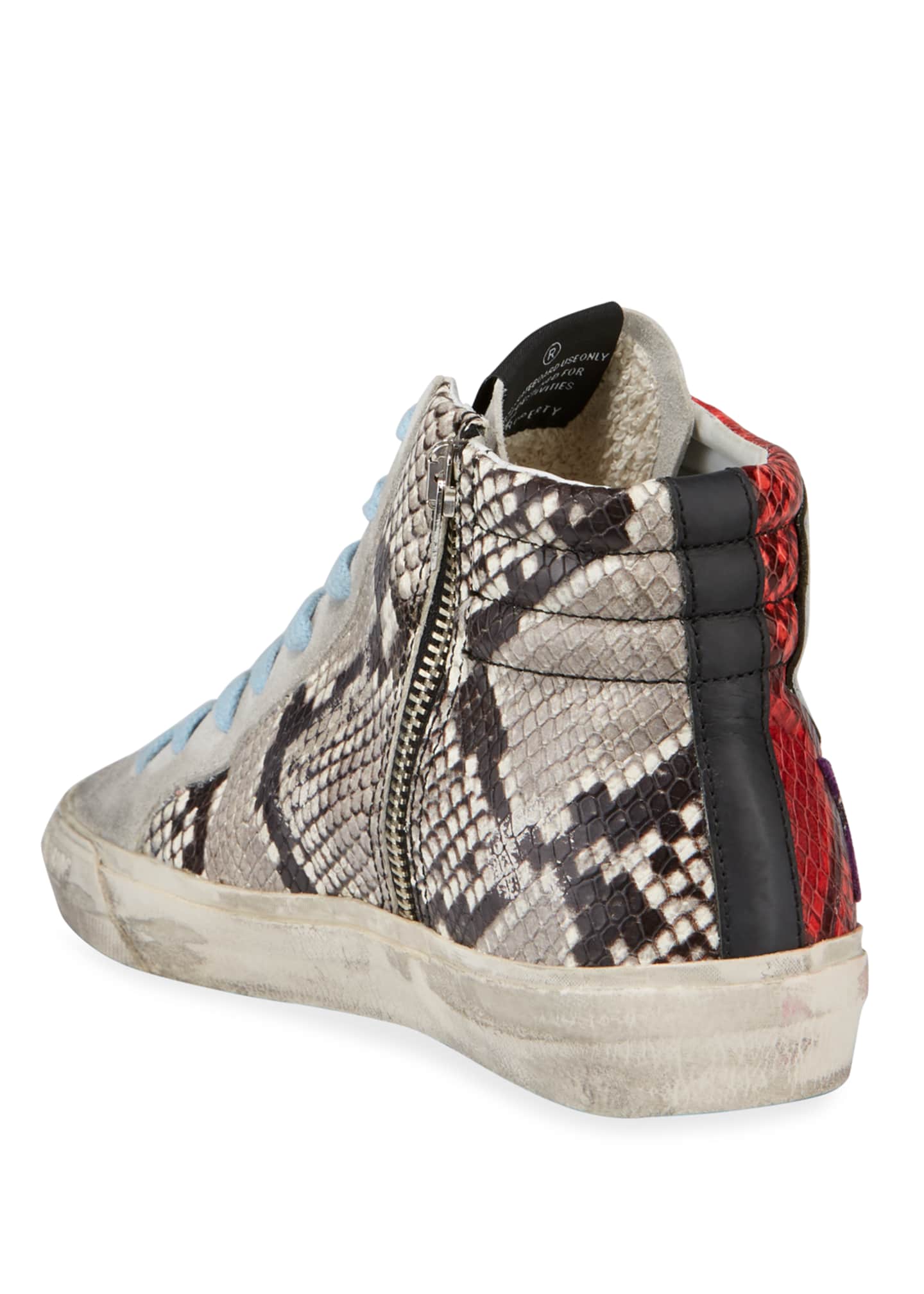 Golden Goose Mixed-Media Snake-Print High-Top Sneakers - Bergdorf Goodman