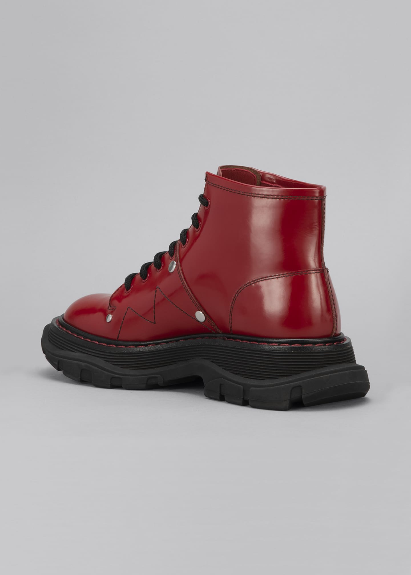 Alexander McQueen Tread Patent Leather Lace-Up Combat Boots - Bergdorf ...