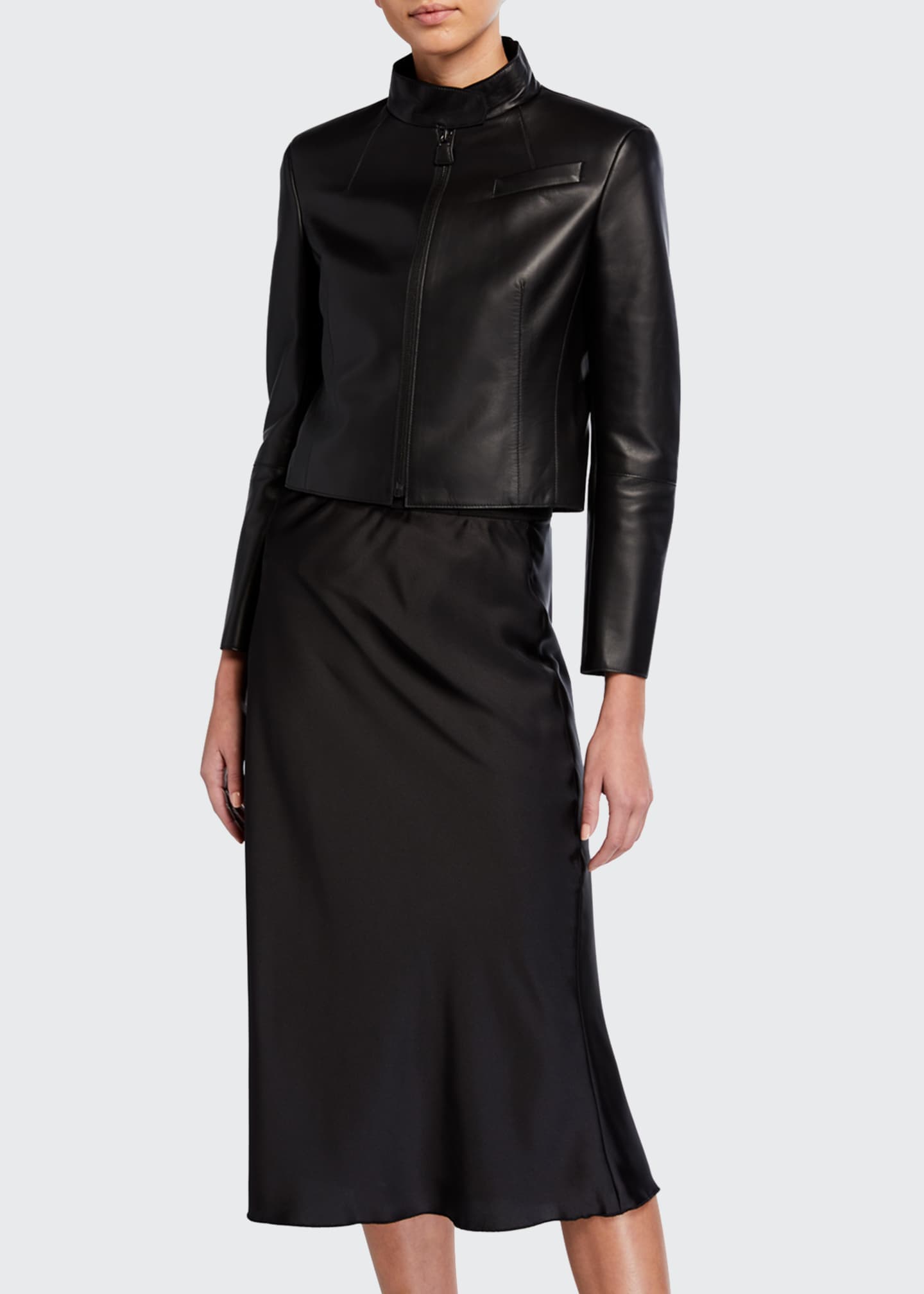 Akris Cropped Leather Zip-Front Jacket - Bergdorf Goodman
