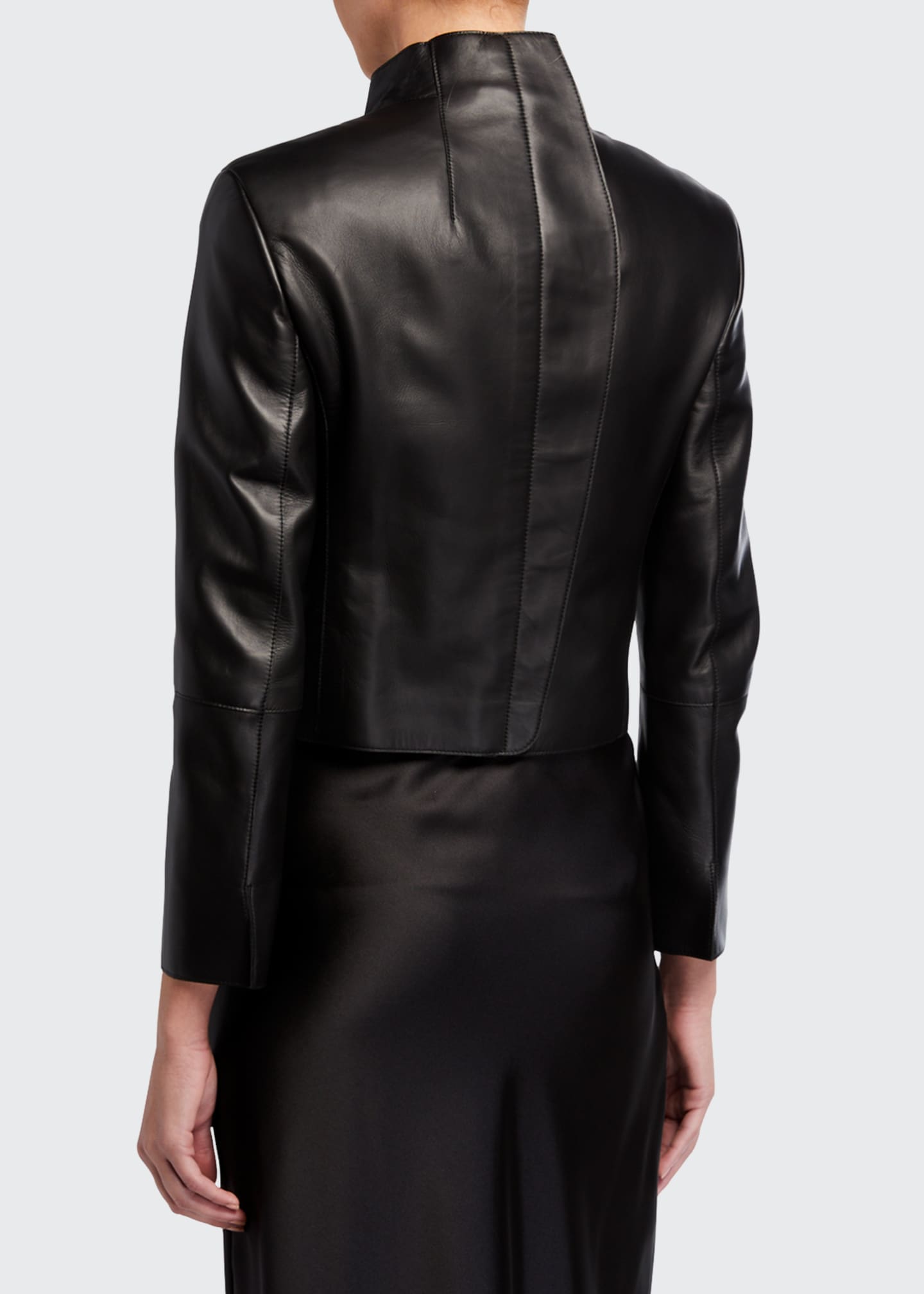Akris Cropped Leather Zip-Front Jacket - Bergdorf Goodman