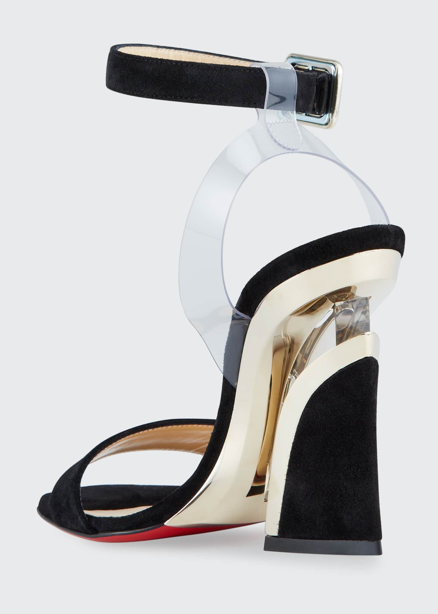 Christian Louboutin Levitallo Suede/Vinyl Red Sole Wedge Sandals ...